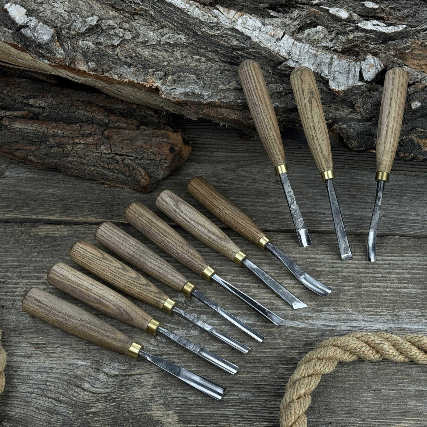 10-Piece Wood Carving Chisel & Gouge Set - Sharky Forged Steel Tools