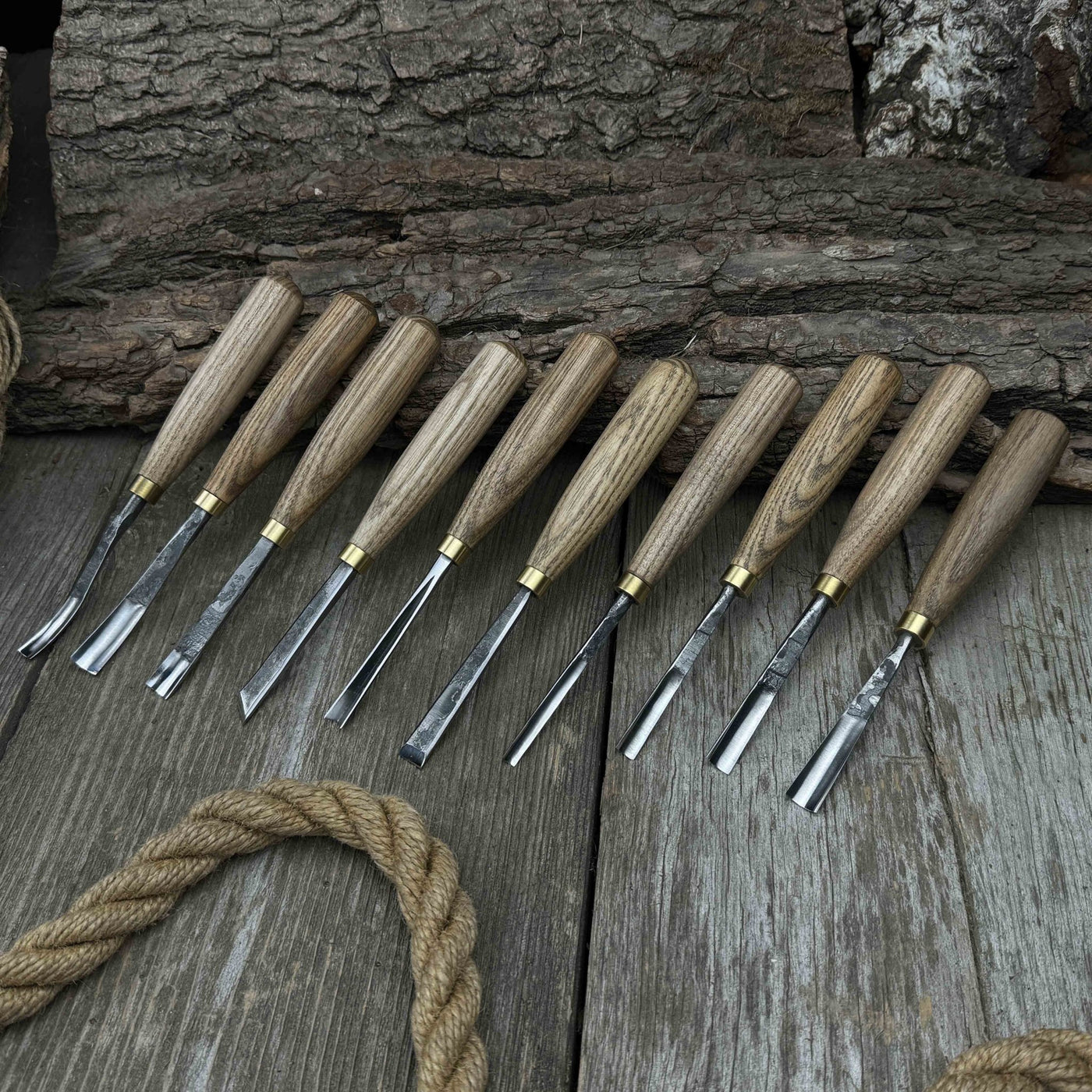 10-Piece Wood Carving Chisel & Gouge Set - Sharky Forged Steel Tools