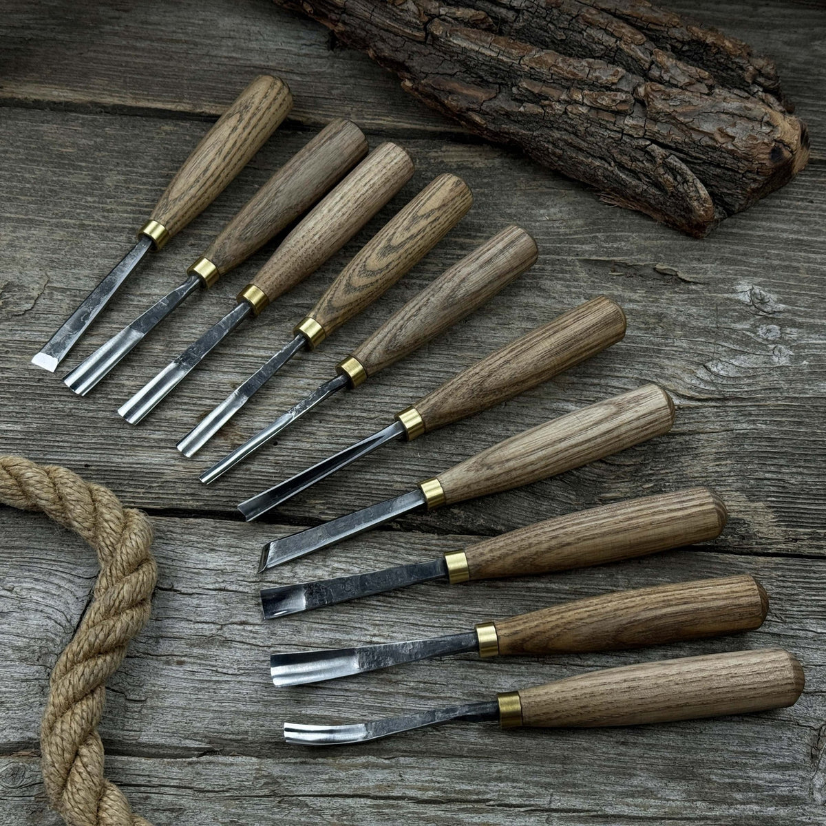 10-Piece Wood Carving Chisel & Gouge Set - Sharky Forged Steel Tools