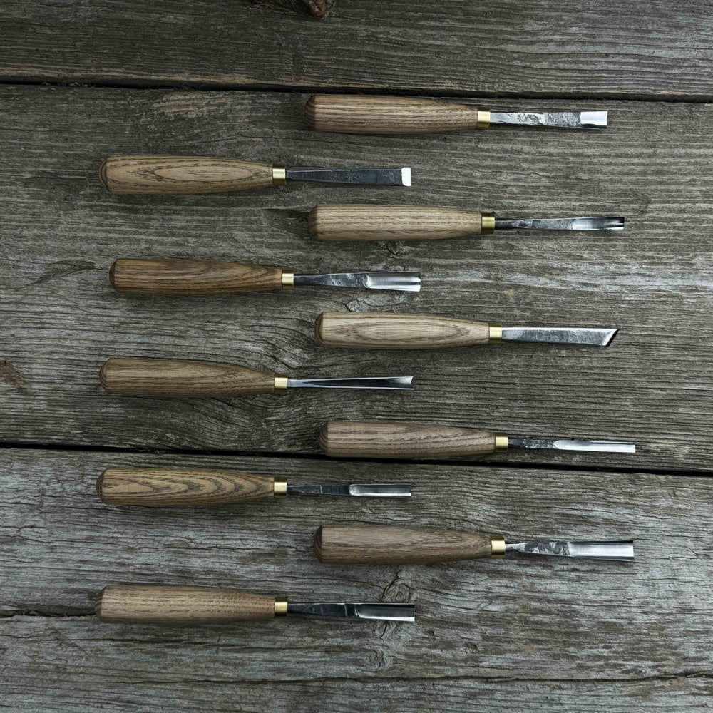 10-Piece Wood Carving Chisel & Gouge Set - Sharky Forged Steel Tools