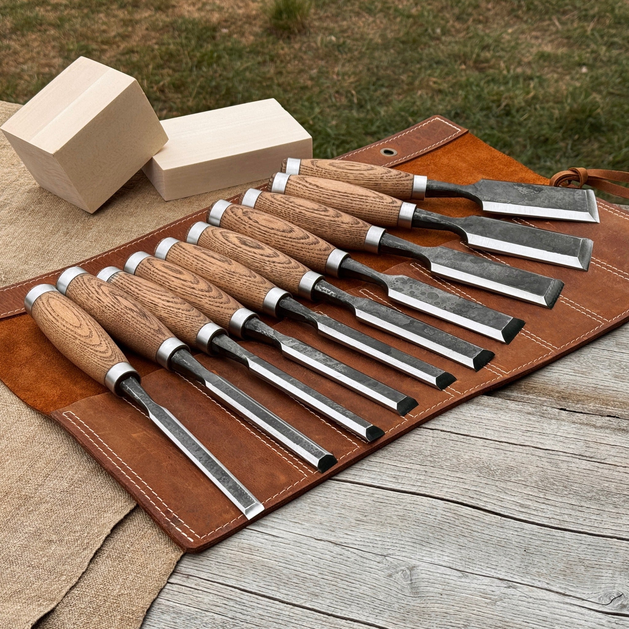 10-Piece Wood Carving Chisel Set - Sharky Forged Steel Tools