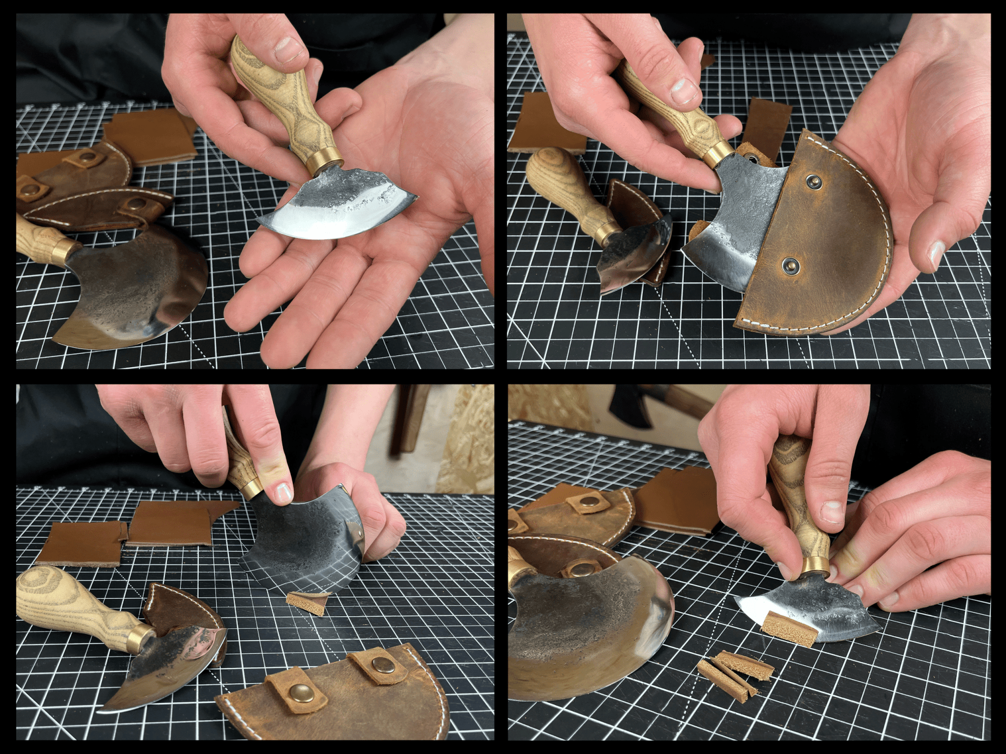 2-Piece Rounded Leather Knife Set - Sharky Forged Steel Tools