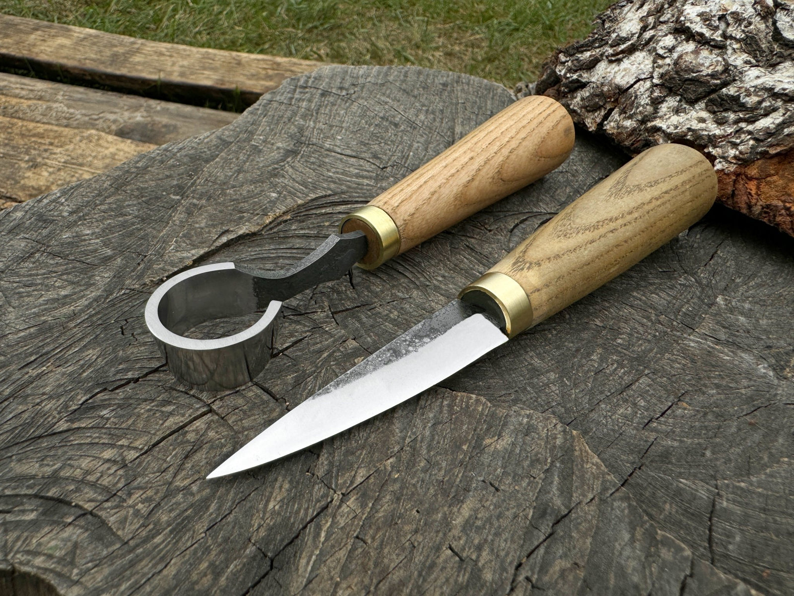 2-Piece Spoon Carving Tool Set with Leather Case - Forged Steel Tools