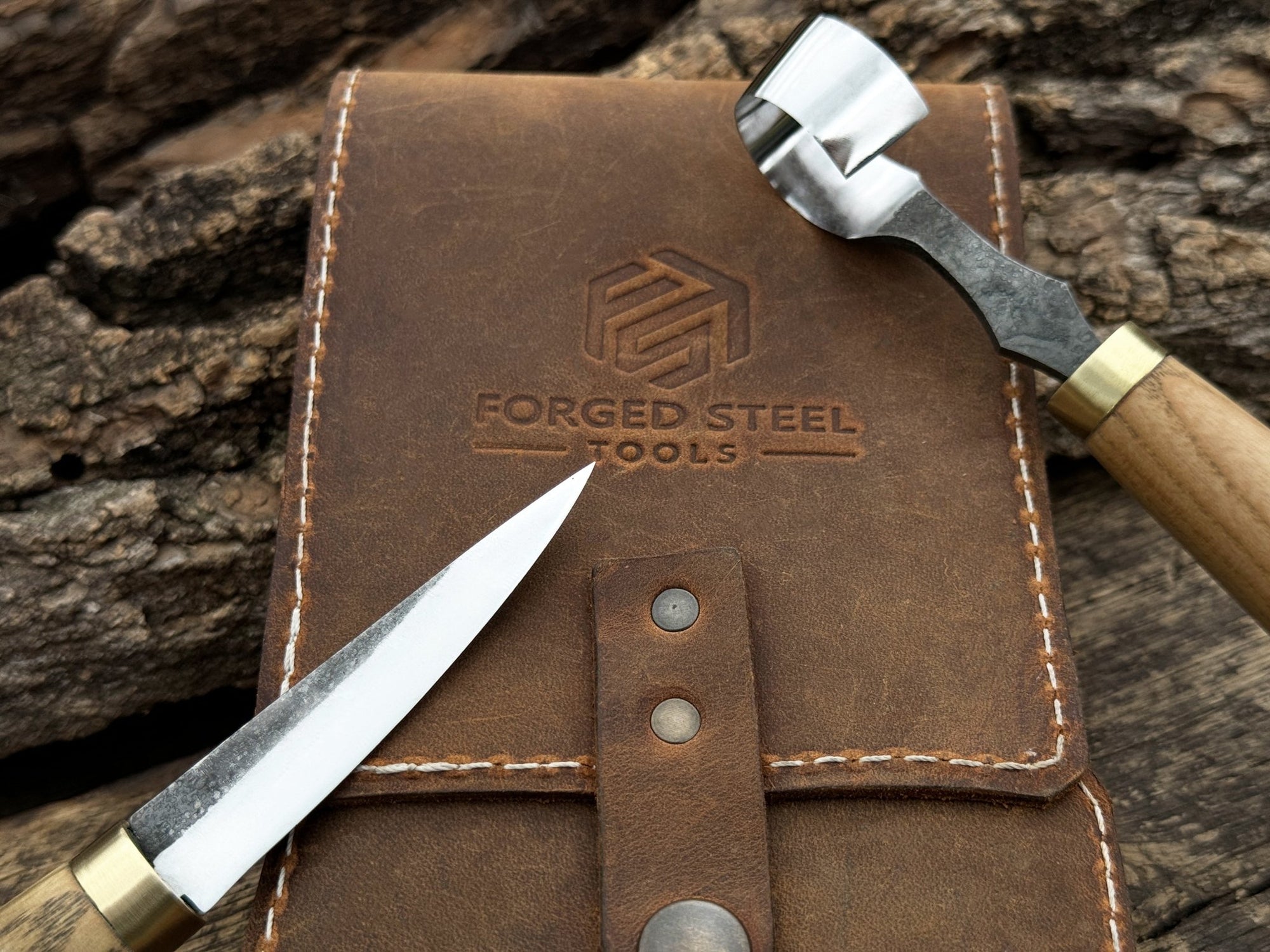 2-Piece Spoon Carving Tool Set with Leather Case - Sharky Forged Steel ...