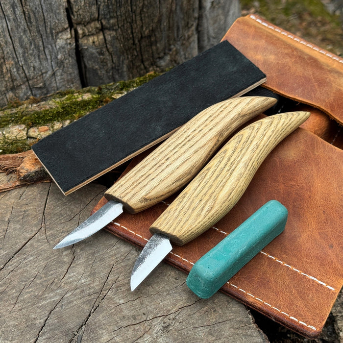 2-Piece Wood Carving Knife Set with Leather Strop and Case - Sharky ...