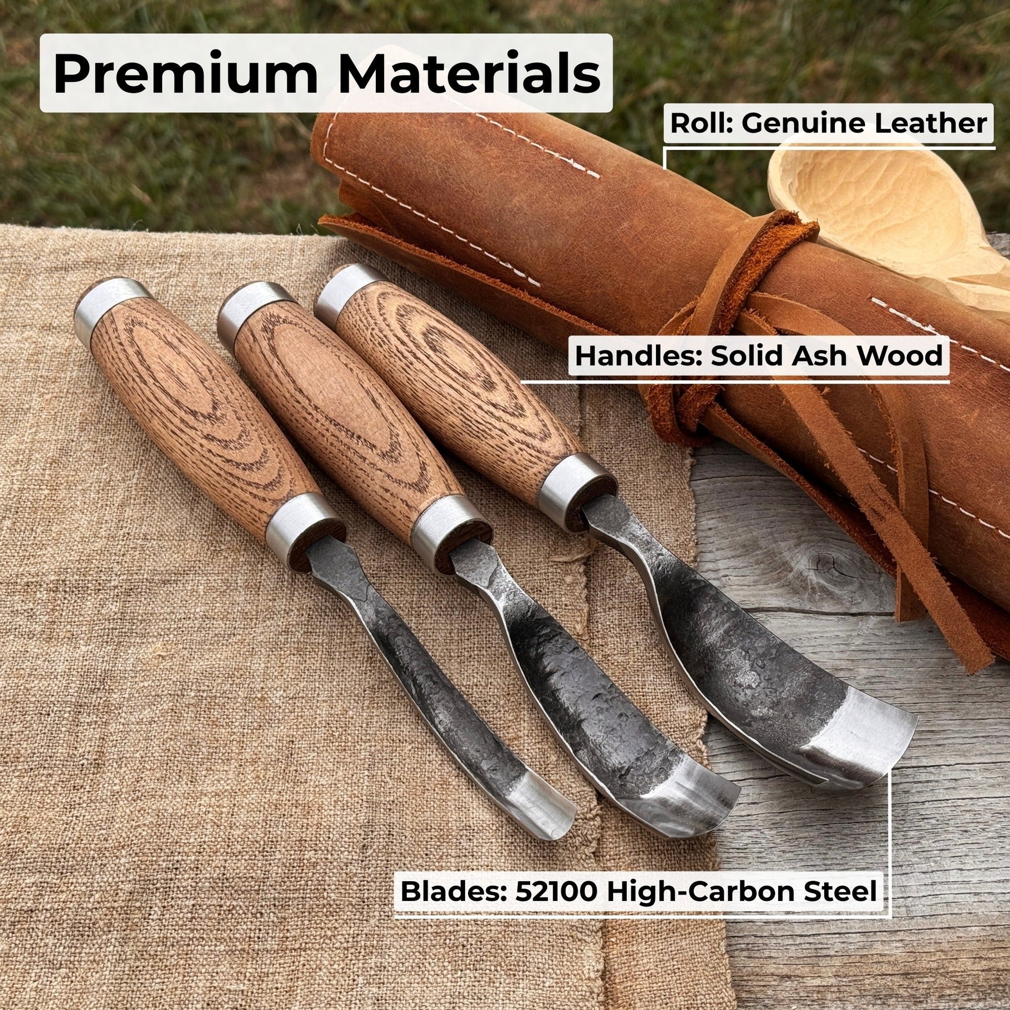 3-Piece Bent Gouge Set - Sharky Forged Steel Tools