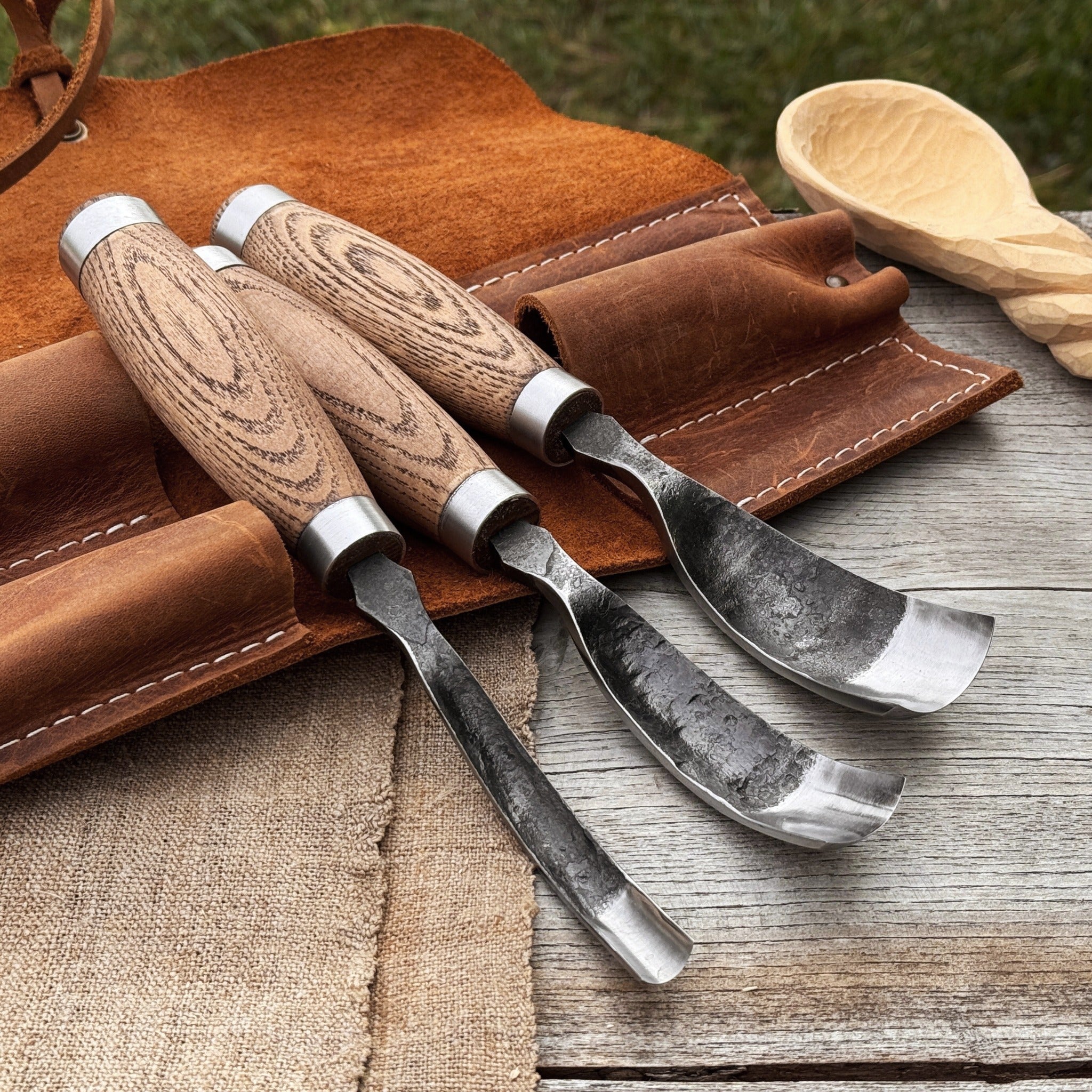 3-Piece Bent Gouge Set - Sharky Forged Steel Tools