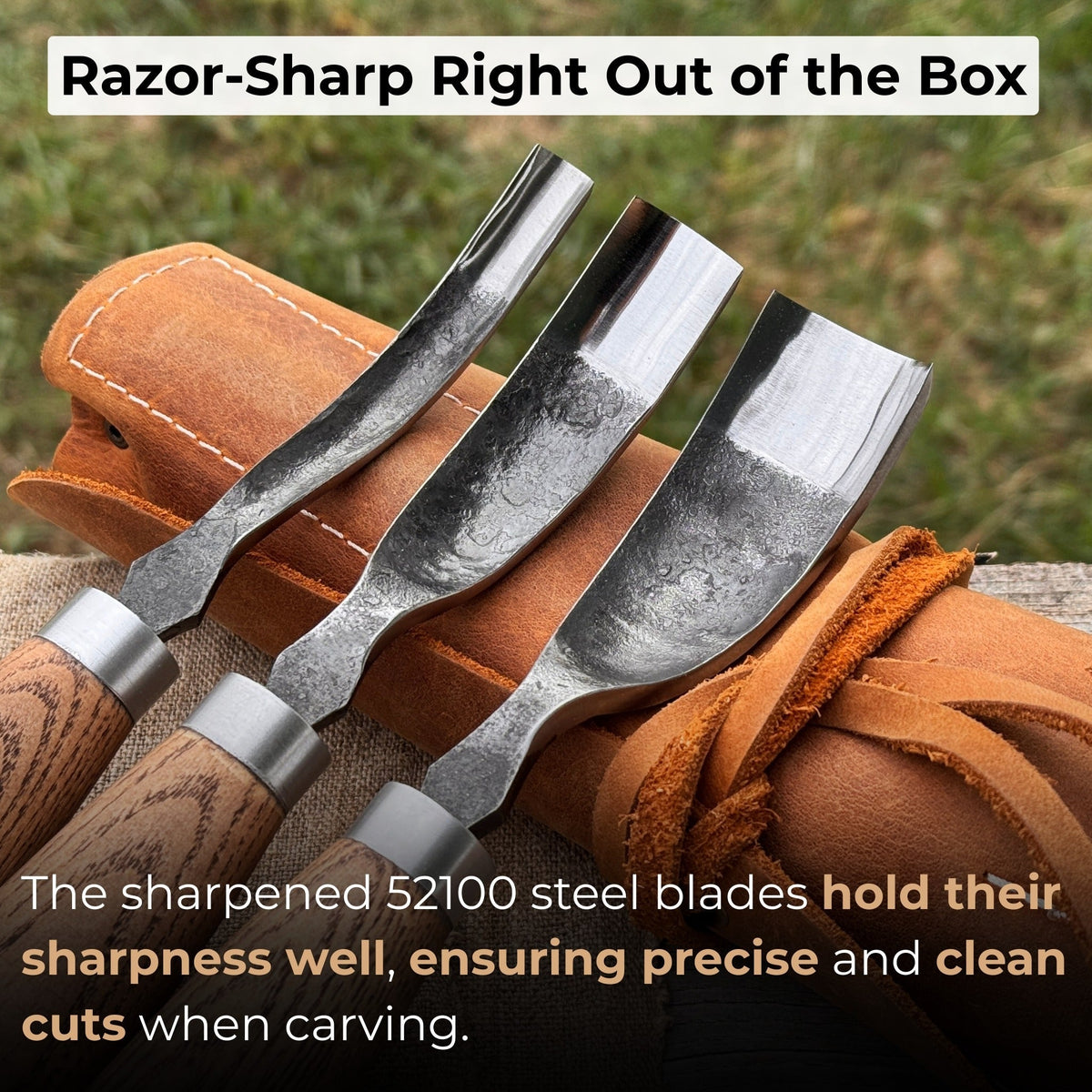3-Piece Bent Gouge Set - Sharky Forged Steel Tools