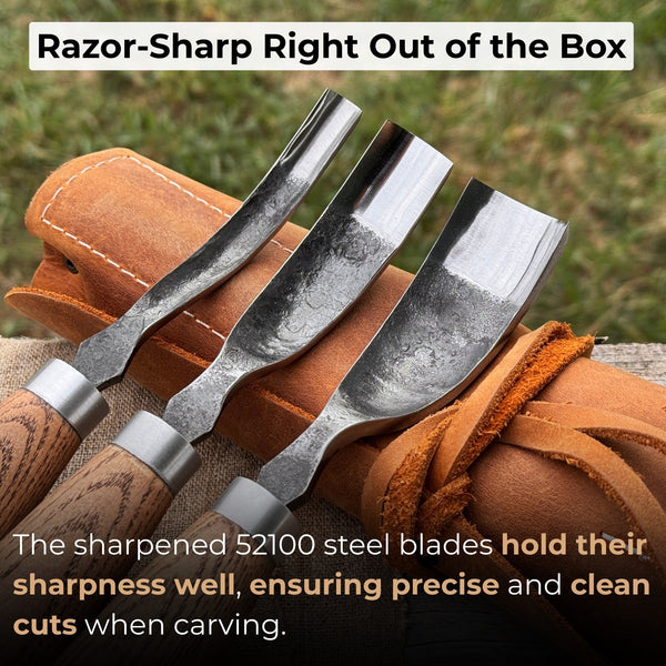 3-Piece Bent Gouge Set - Sharky Forged Steel Tools