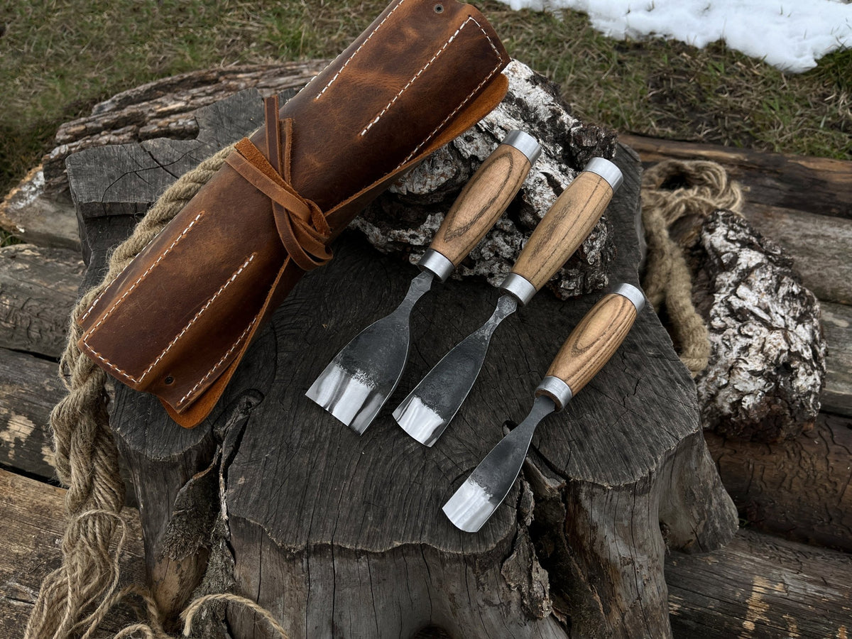 3-Piece Bent Gouge Set - Sharky Forged Steel Tools