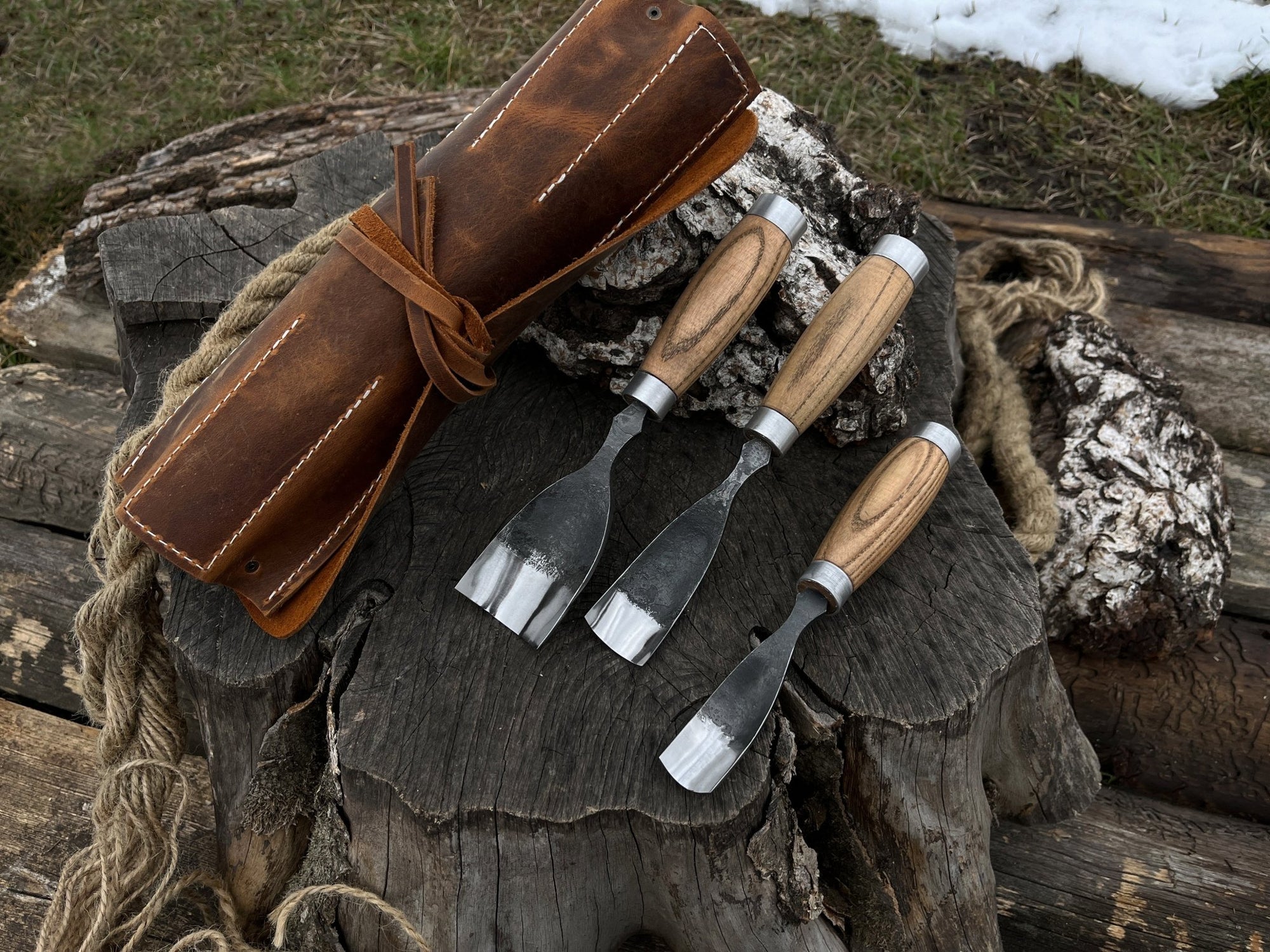 3-Piece Bent Gouge Set - Sharky Forged Steel Tools