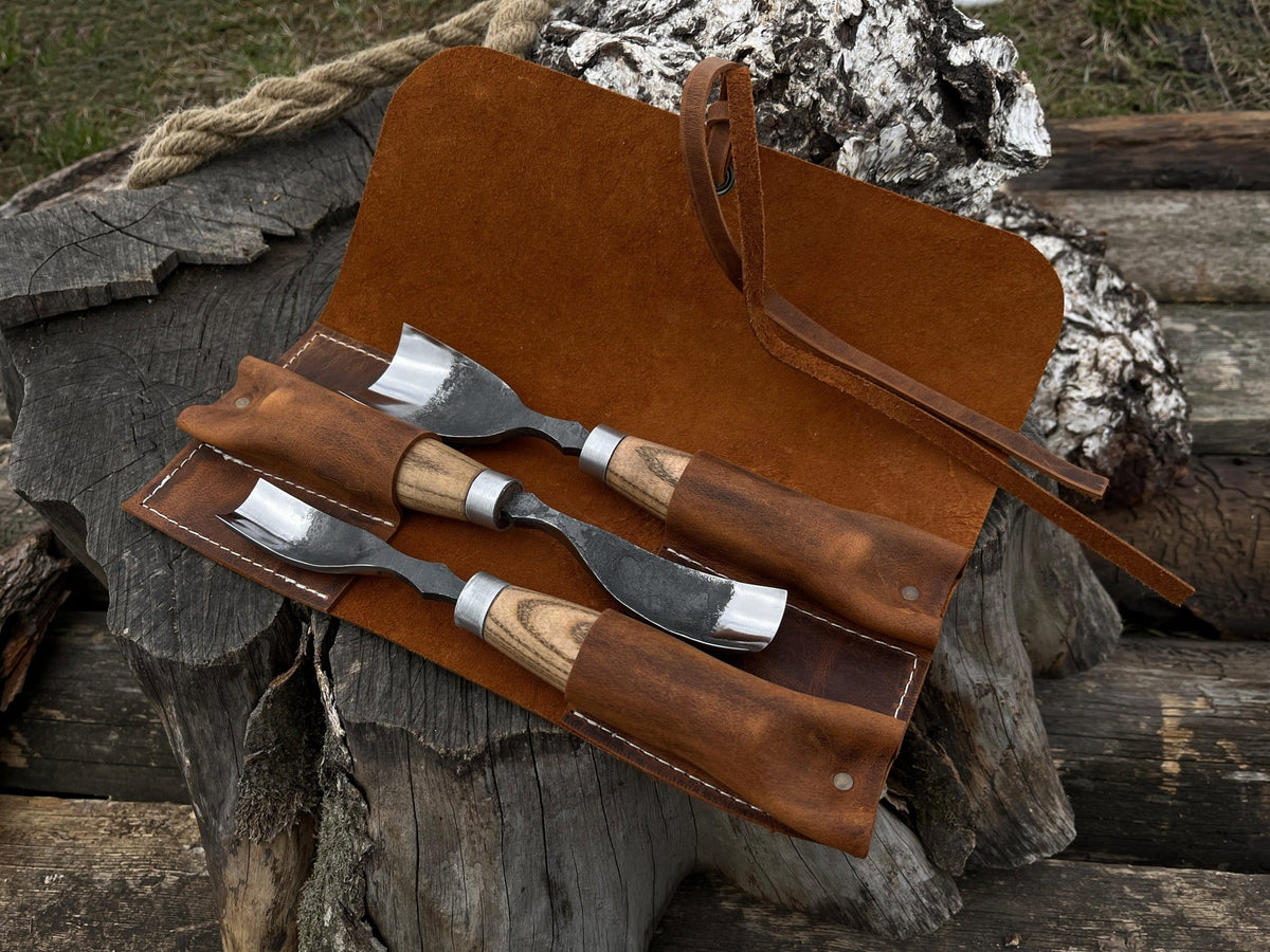 3-Piece Bent Gouge Set - Sharky Forged Steel Tools