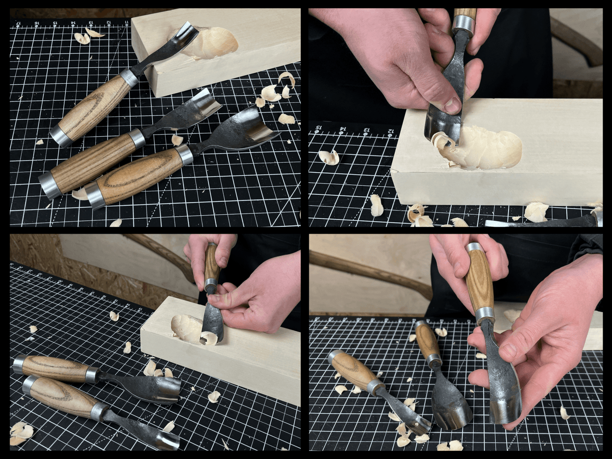 3-Piece Bent Gouge Set - Sharky Forged Steel Tools