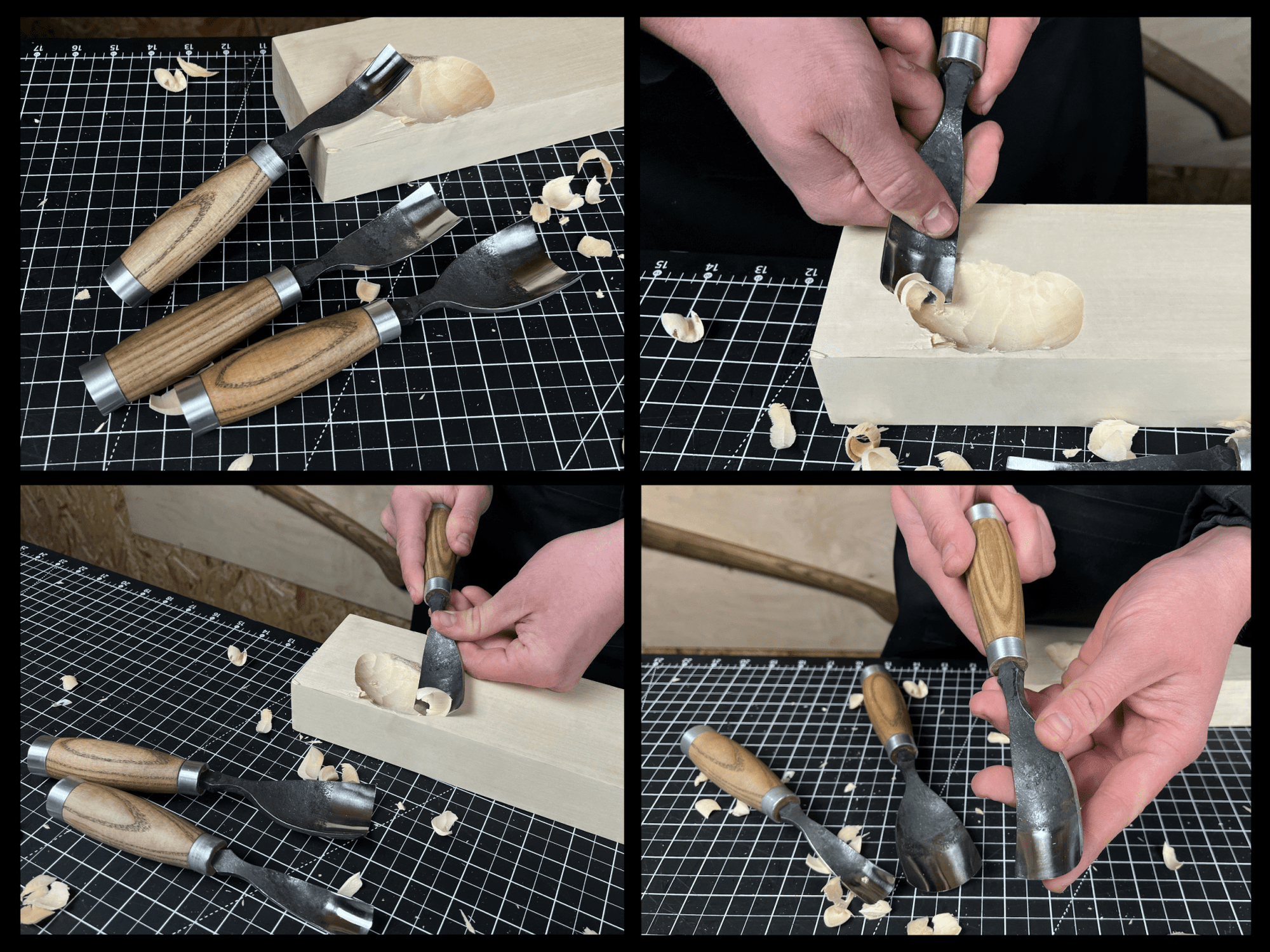 3-Piece Bent Gouge Set - Sharky Forged Steel Tools