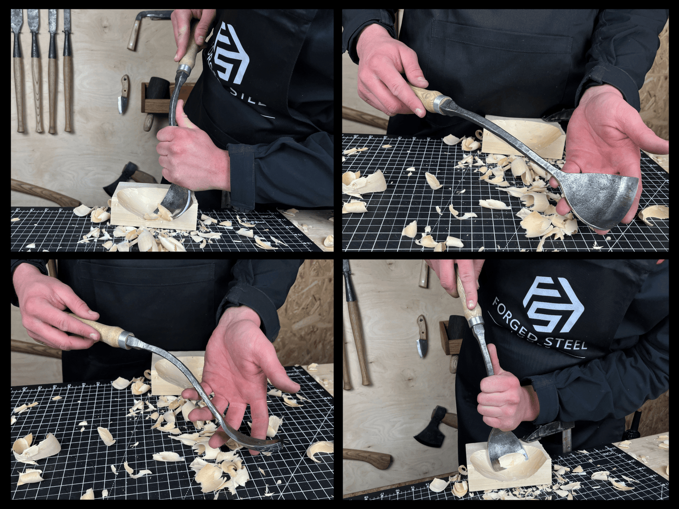 3-Piece Spoon (Short) Bent Gouge Set - Sharky Forged Steel Tools