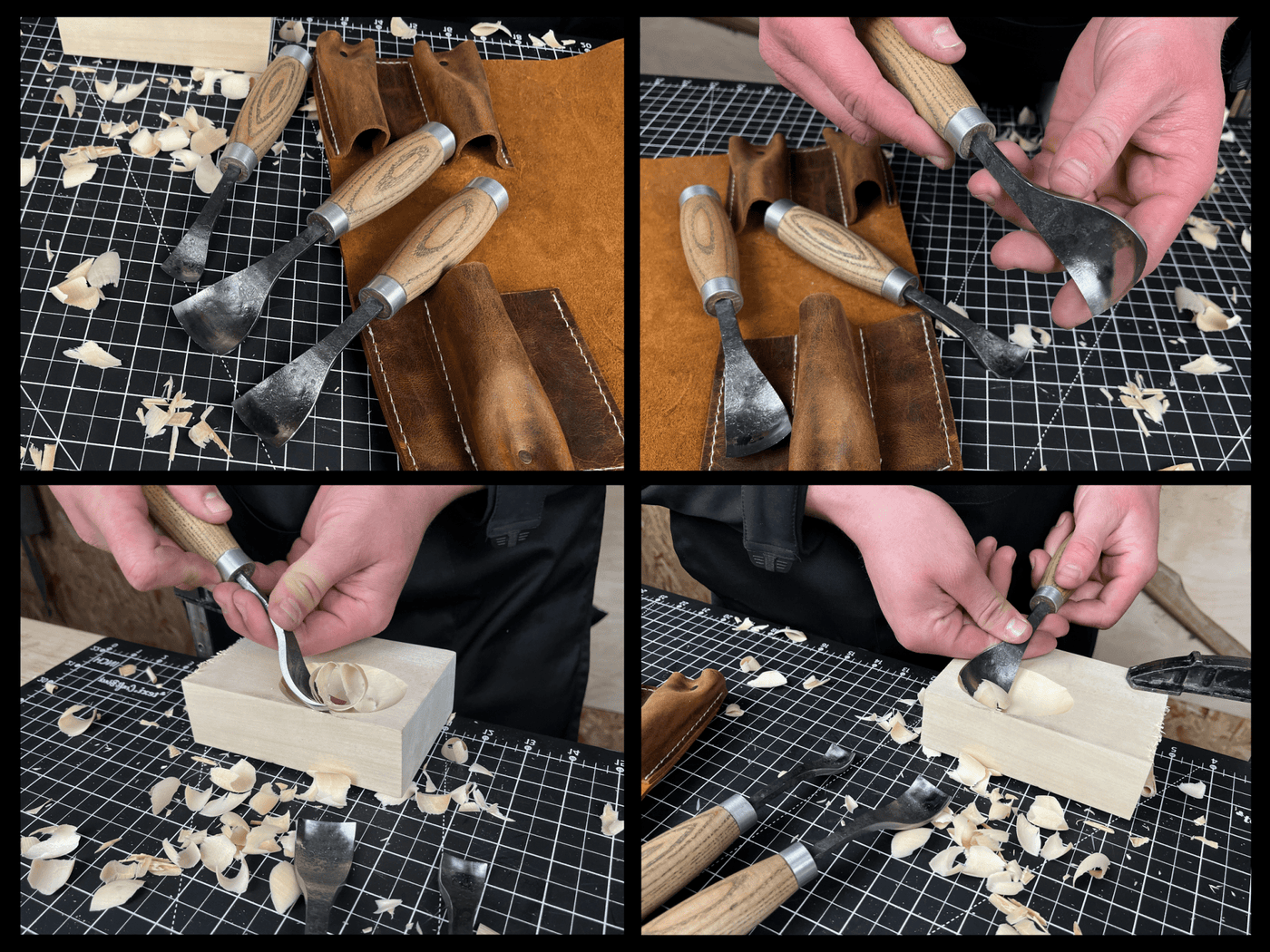 3-Piece Spoon Bent Gouge Set - Sharky Forged Steel Tools