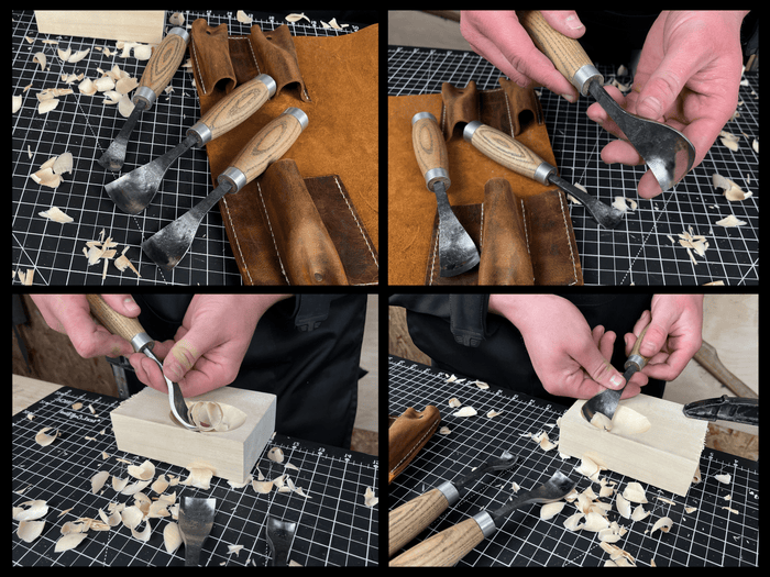 3-Piece Hand-Forged Spoon Bent Gouge Set - Forged Steel Tools