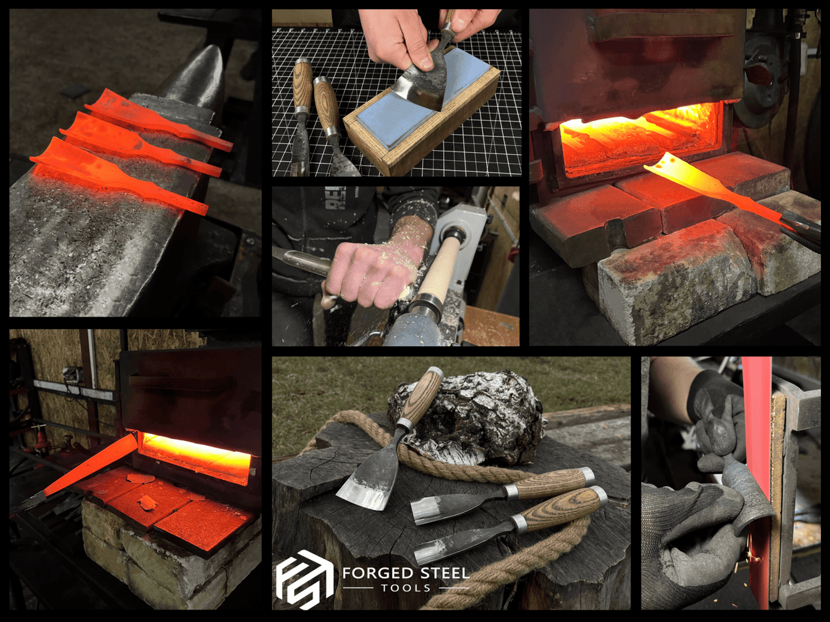 3-Piece Straight Rounded Chisel Set - Sharky Forged Steel Tools