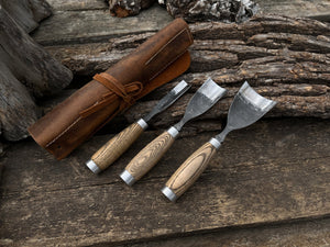 3-Piece Straight Rounded Chisel Set - Sharky Forged Steel Tools