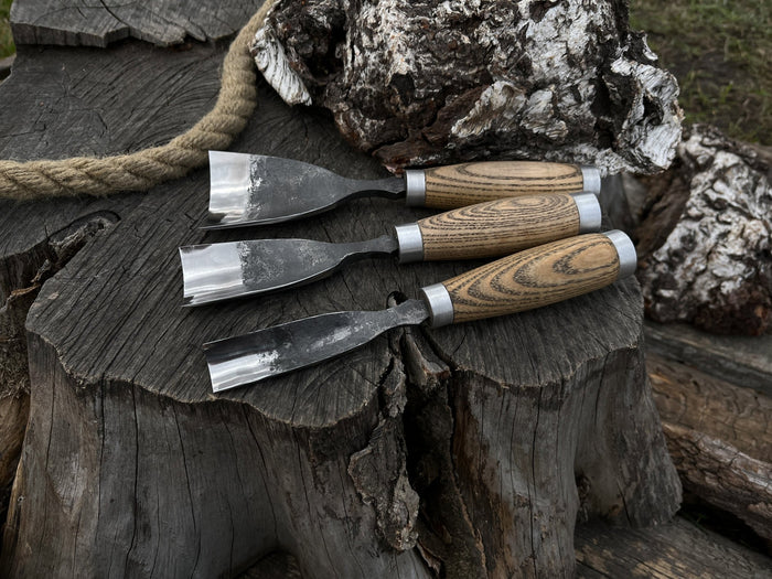 3-Piece Straight Rounded Chisel Set - Sharky Forged Steel Tools