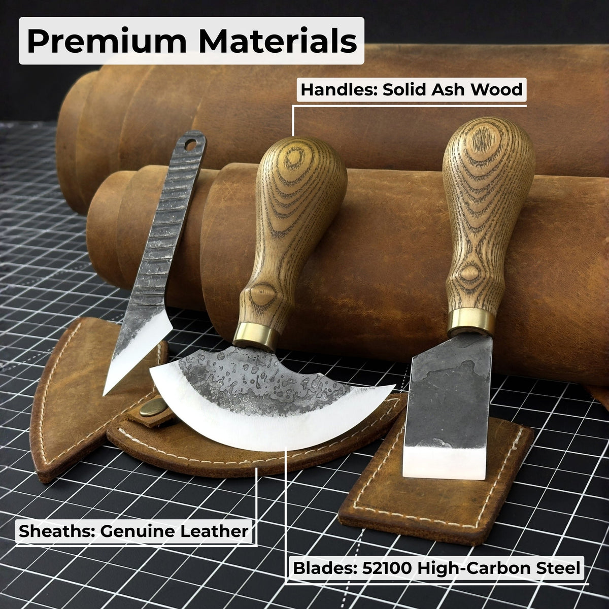 3-Piece Leatherworking Tool Set - Sharky Forged Steel Tools