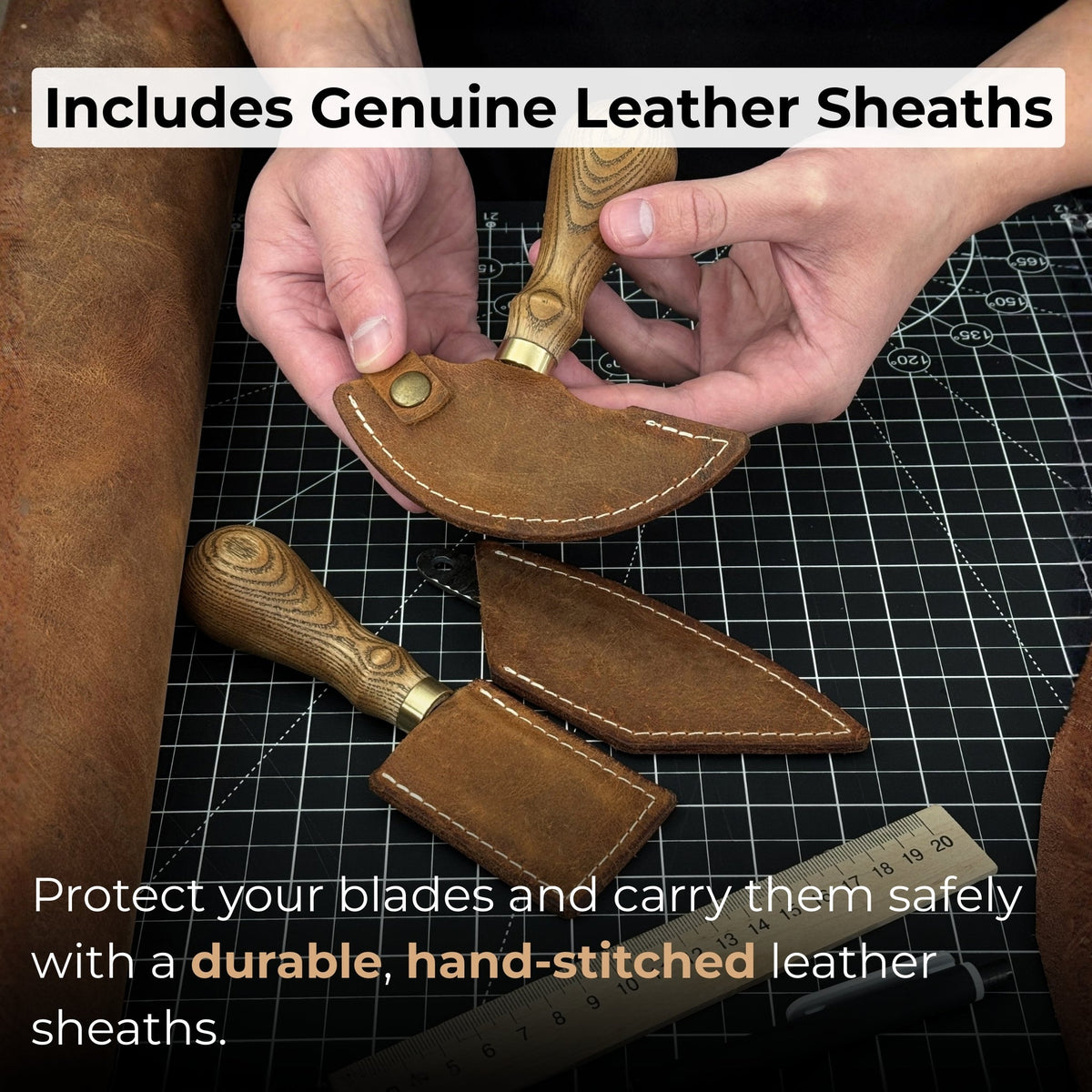 3-Piece Leatherworking Tool Set - Sharky Forged Steel Tools