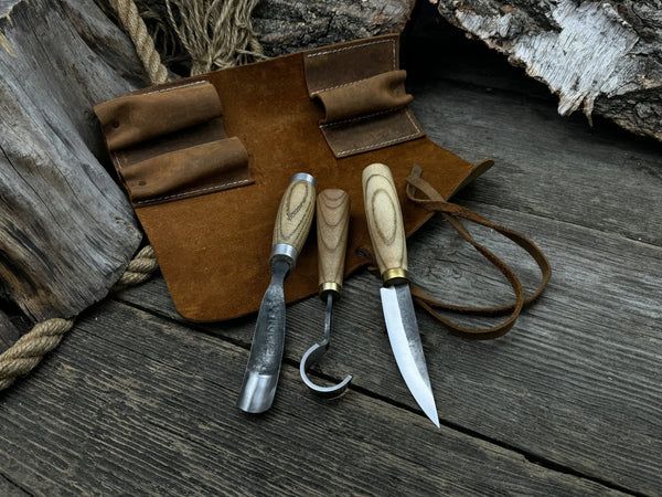 3-Piece Spoon Carving Tool Set - Sharky Forged Steel Tools