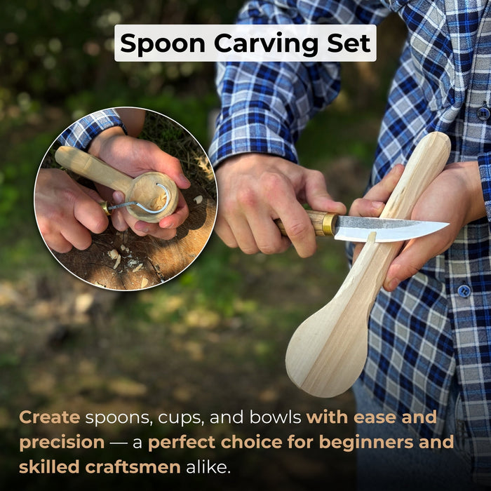 3-Piece Spoon Carving Tool Set - Sharky Forged Steel Tools
