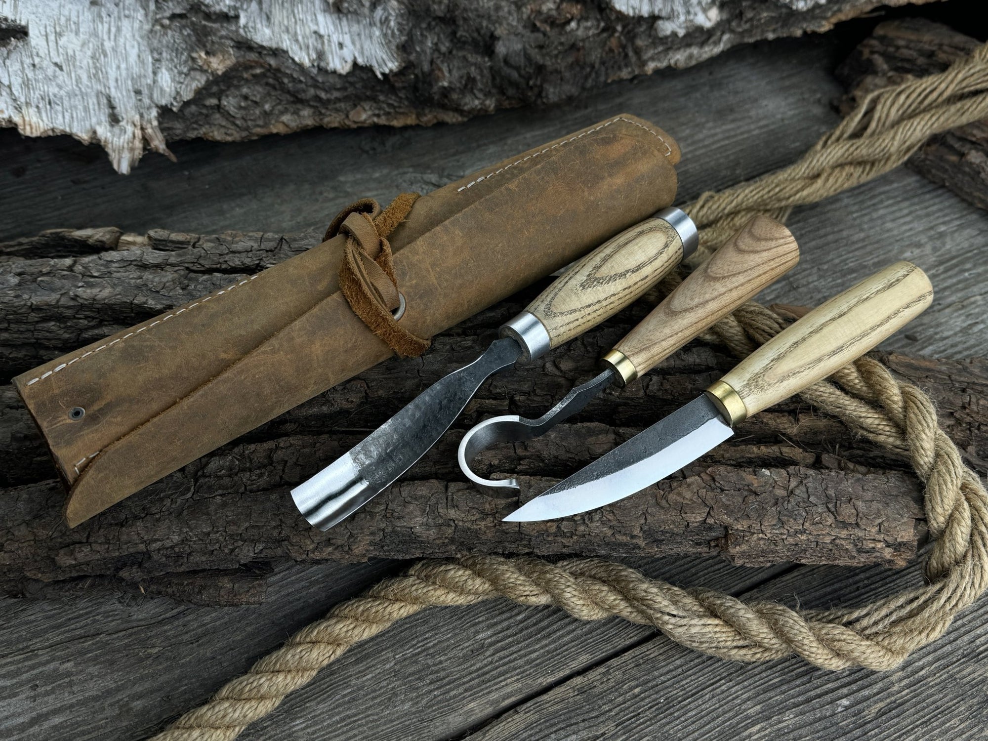 3-Piece Spoon Carving Tool Set - Sharky Forged Steel Tools