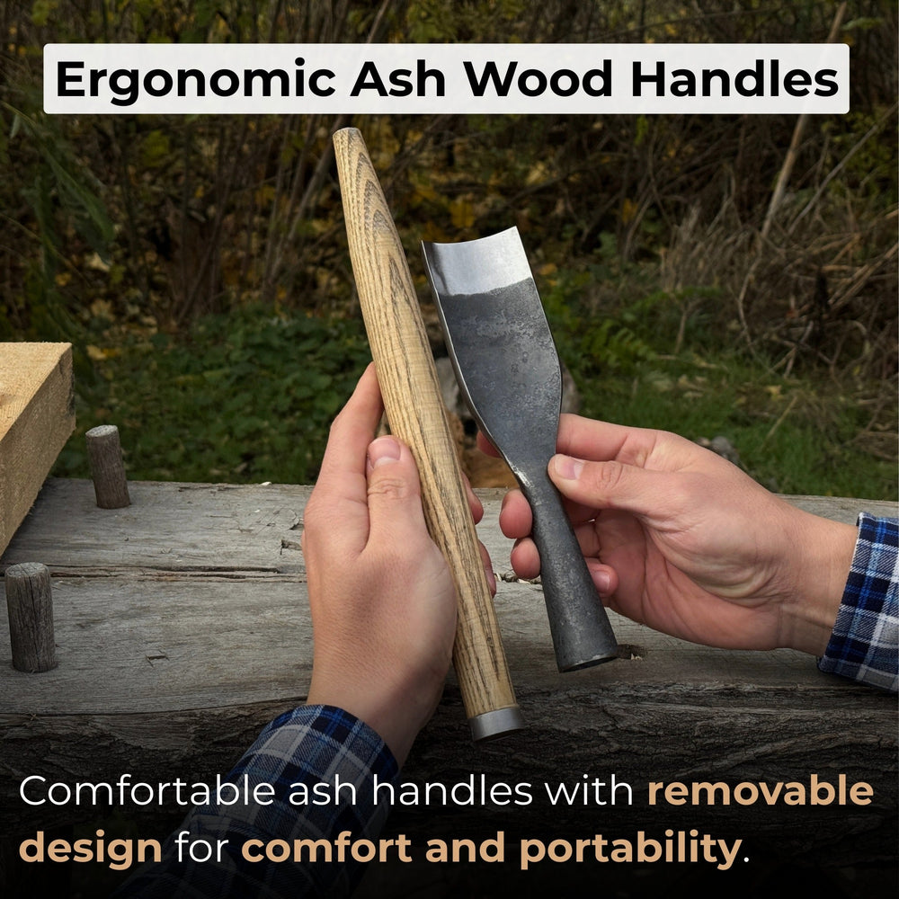 3-Piece Timber Framing Rounded Chisel Set - Sharky Forged Steel Tools