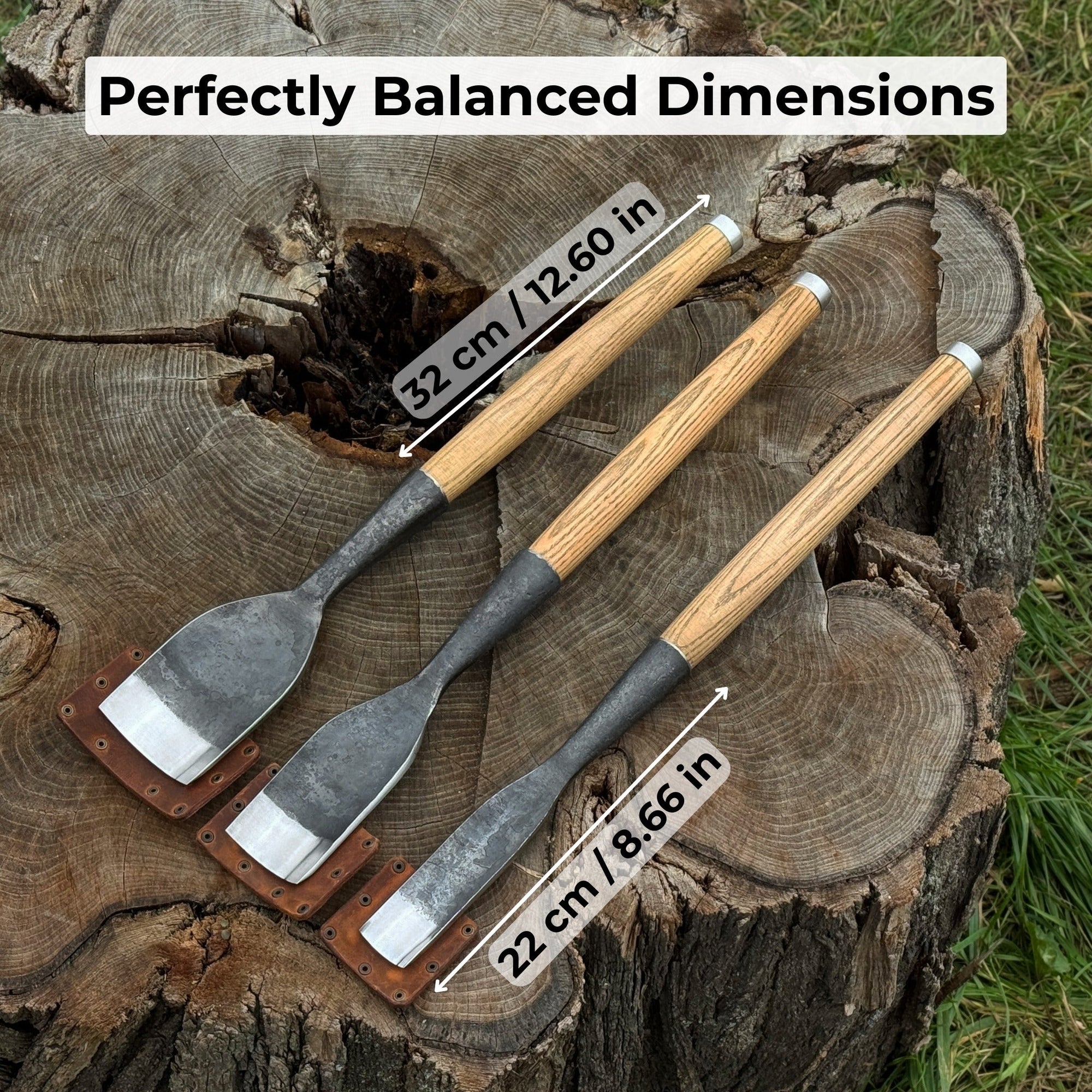 3-Piece Timber Framing Rounded Chisel Set - Sharky Forged Steel Tools