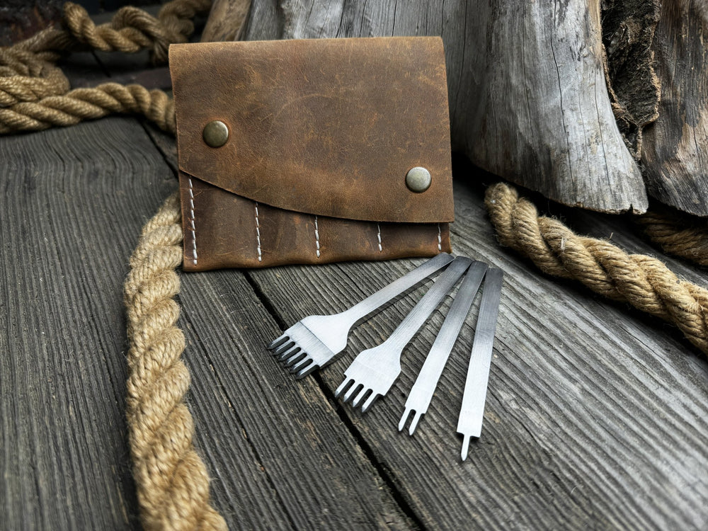 4-Piece Diamond Style Leather Pricking Iron Set, 1, 2, 4, 6 Prongs ...