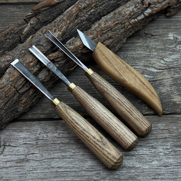 4-Piece Hand-Forged Wood Carving Tool Set - Sharky Forged Steel Tools