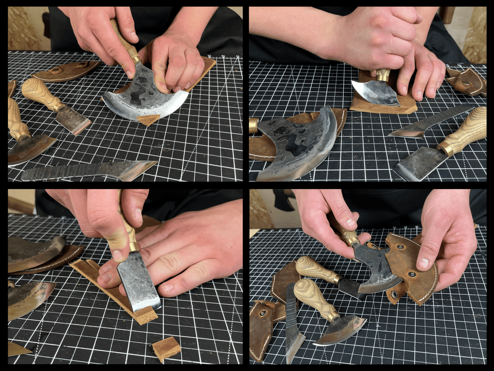 4-Piece Leatherworking Tool Set - Sharky Forged Steel Tools