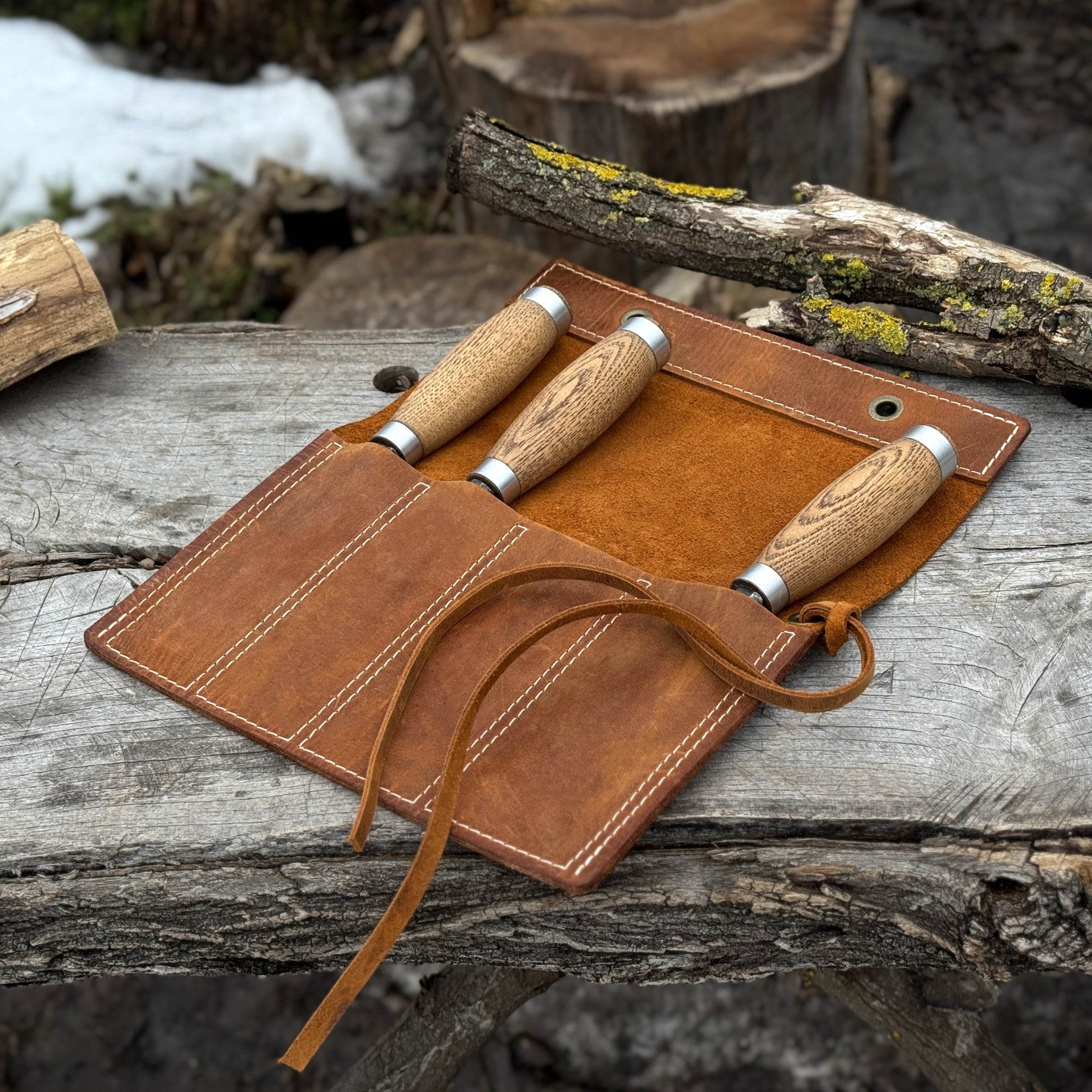 4 Pocket Leather Chisel Roll - Sharky Forged Steel Tools