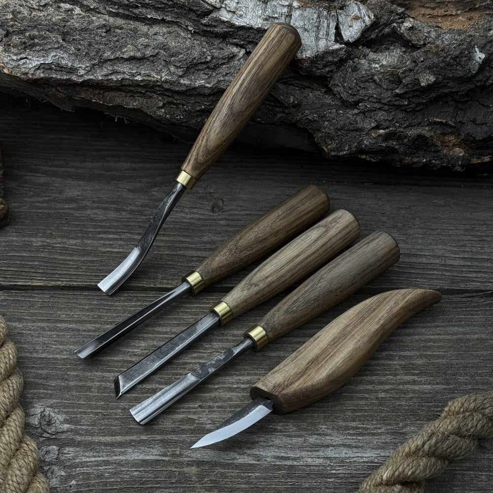 5-Piece Hand-Forged Wood Carving Tool Set - Sharky Forged Steel Tools