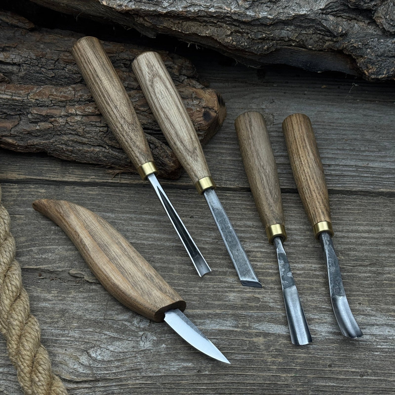 5-Piece Hand-Forged Wood Carving Tool Set - Sharky Forged Steel Tools