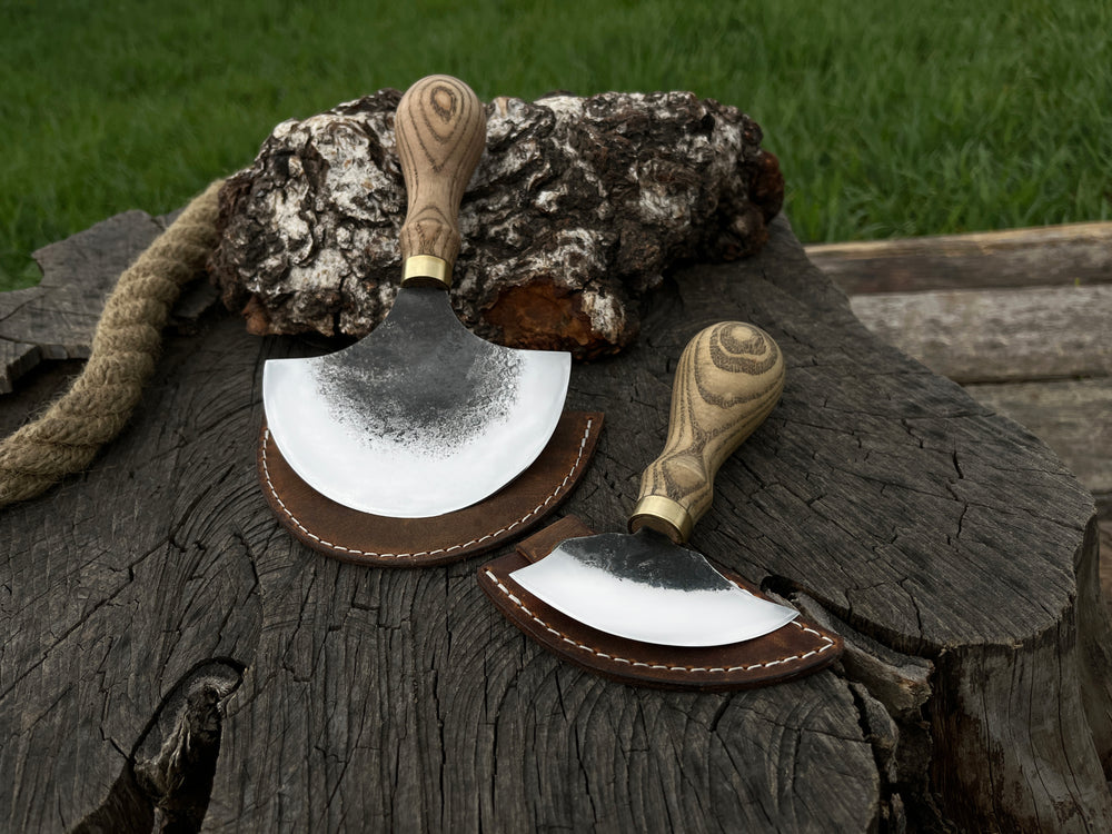 2-Piece Hand-Forged Rounded Leather Knife Set