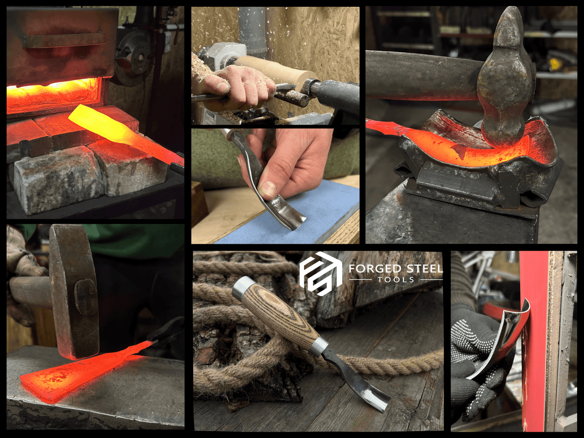 Hand-Forged Long Bent (Curved) Gouge, 10 - 45 mm (0.4 - 1.8 inches ...