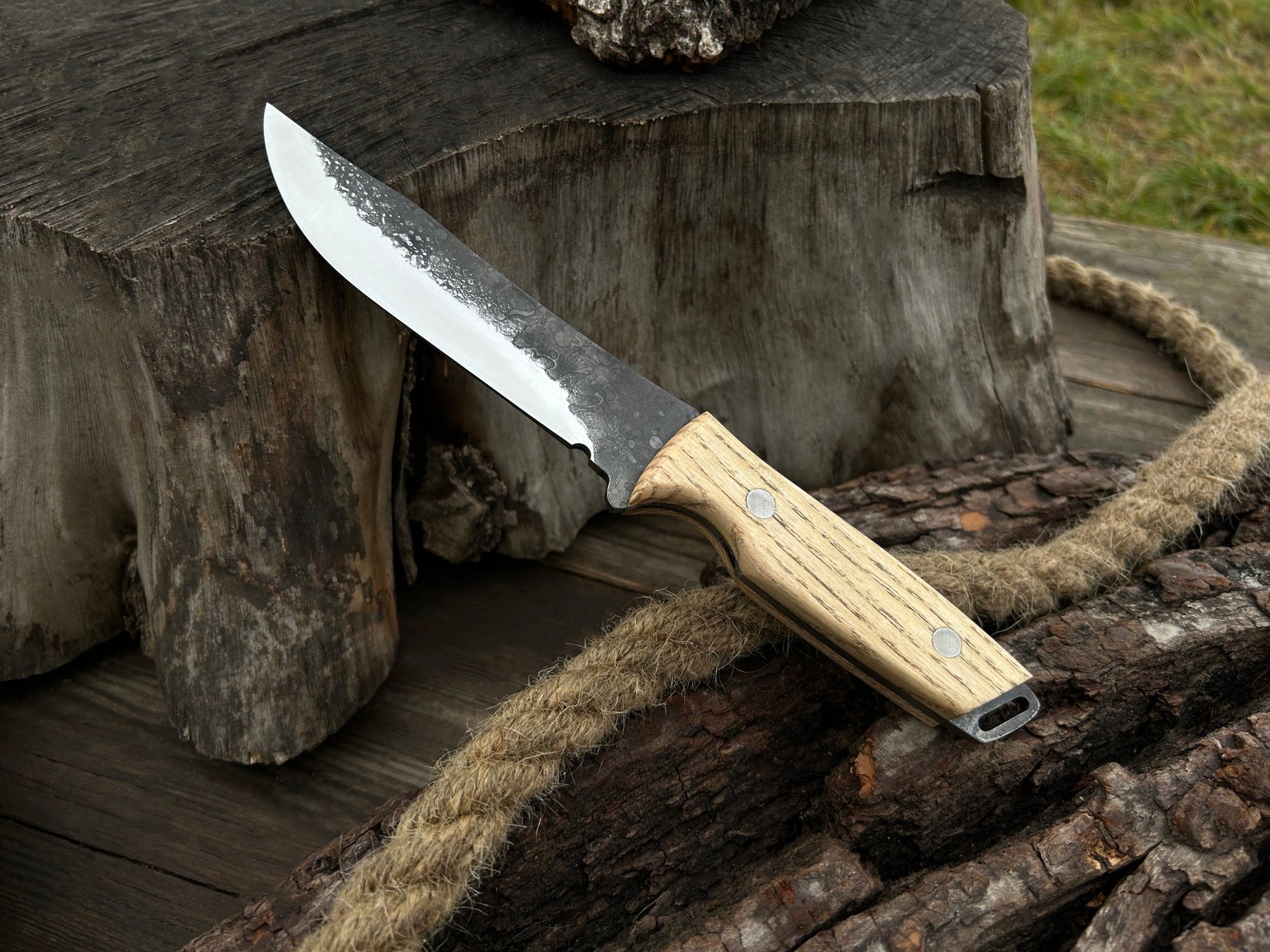 Hand-Forged Bushcraft Knife, 12 cm (4.72 inches) - Sharky Forged Steel ...