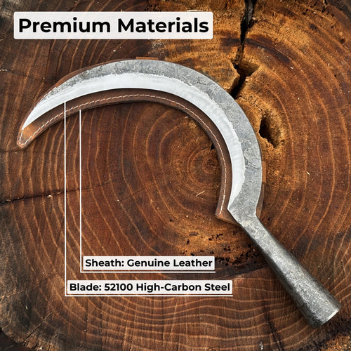 Hand-Forged Large Sickle, ⌀19 cm (7.5 inches) - Sharky Forged Steel Tools