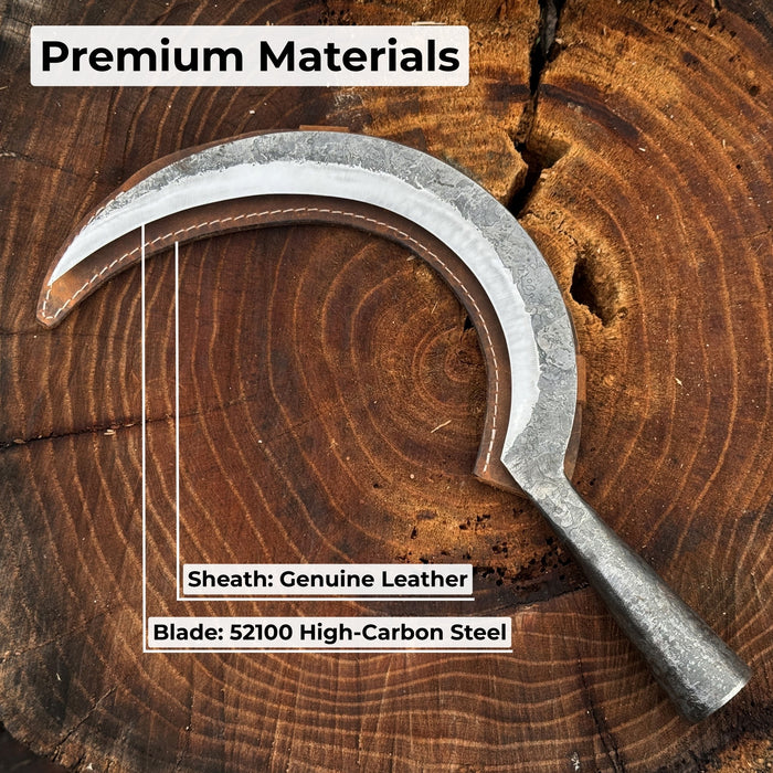Hand-Forged Large Sickle, ⌀19 cm (7.5 inches) - Sharky Forged Steel Tools