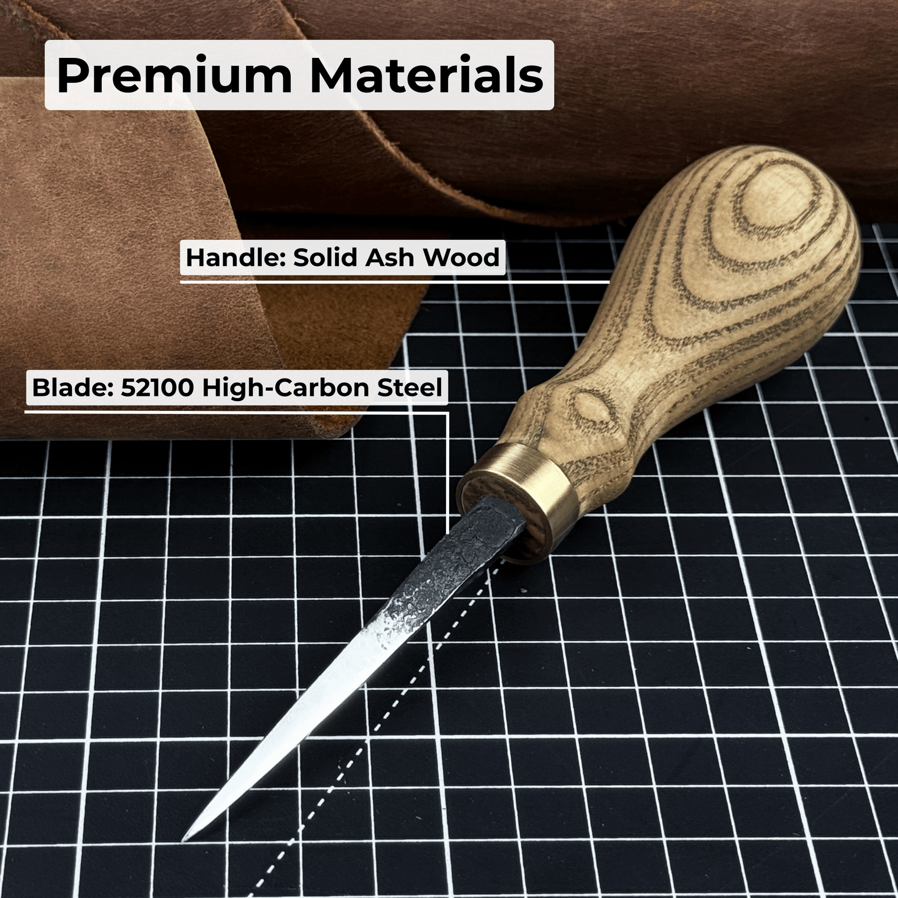 Hand-Forged Leather Awl - Sharky Forged Steel Tools