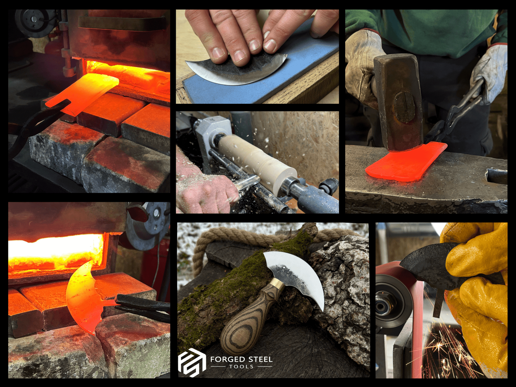 Hand-Forged Leather Round Knife, 10 cm (3.9 inches) - Forged Steel Tools