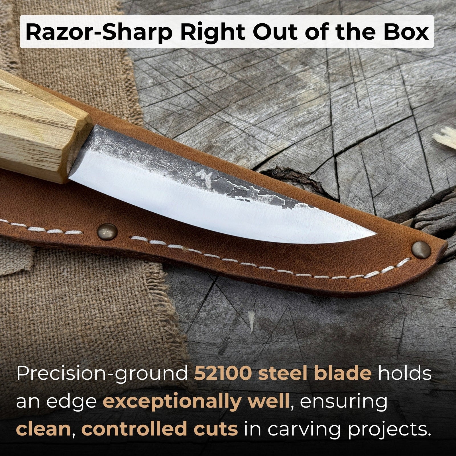 Hand-Forged Sloyd Knife, 9 cm (3.54 inches) - Sharky Forged Steel Tools