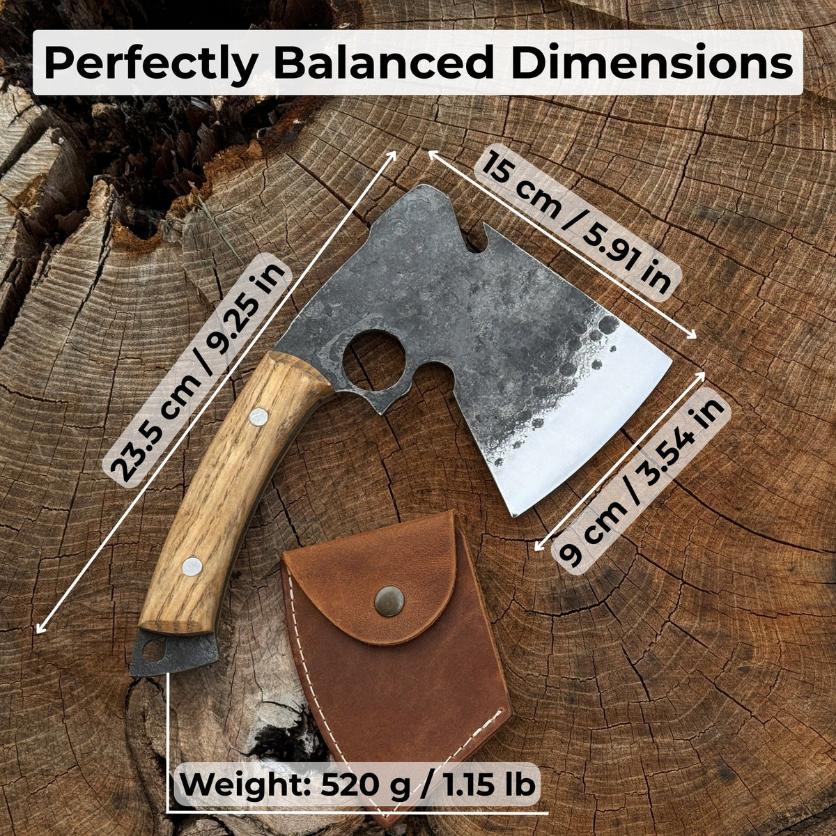 Hand-Forged Small Camping Axe with Curved Handle, 0.52 kg (1.15 Ibs ...