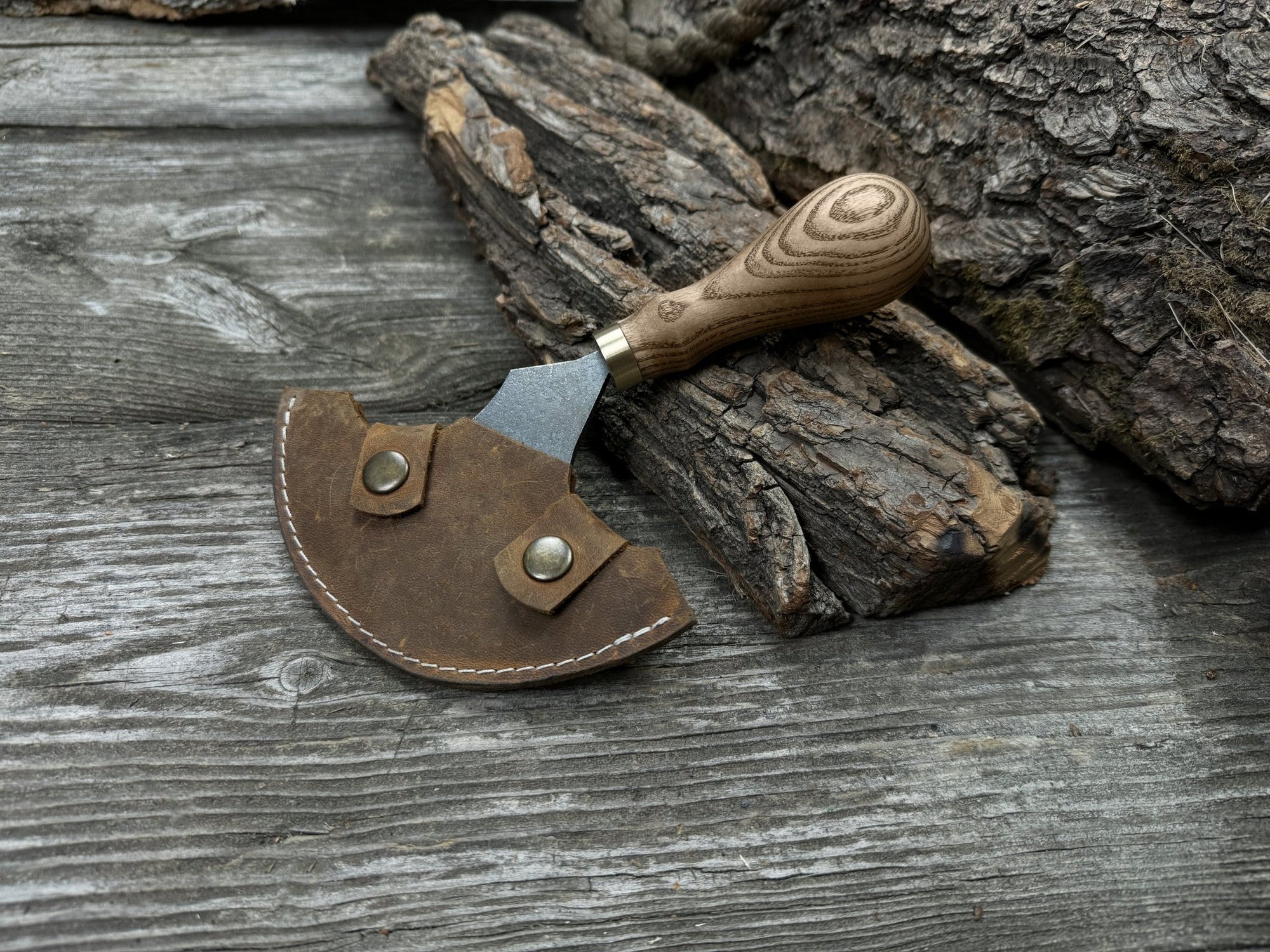 Hand-Forged Large Leather Round Knife, 12.5 cm (4.9 inches) - Forged ...
