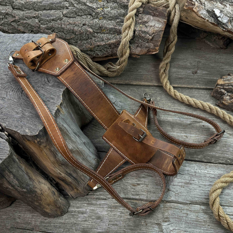 Leather Axe Case with Adjustable Straps - Sharky Forged Steel Tools