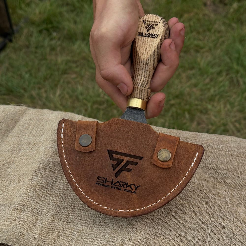 Leather Round (Half Moon) Knife with Leather Sheath, 10.5 cm (4.1 ...