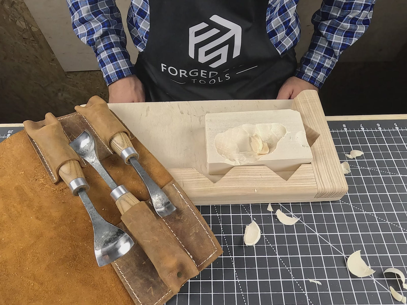 3-Piece Hand-Forged Spoon Bent Gouge Set - Forged Steel Tools